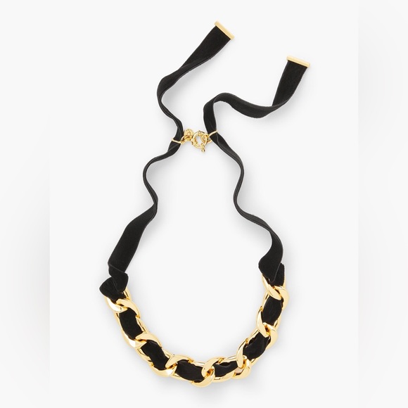 Talbots | Jewelry | Talbots Nwt Velvet Dreams Statement Black Gold Tone Chain Links Necklace ...